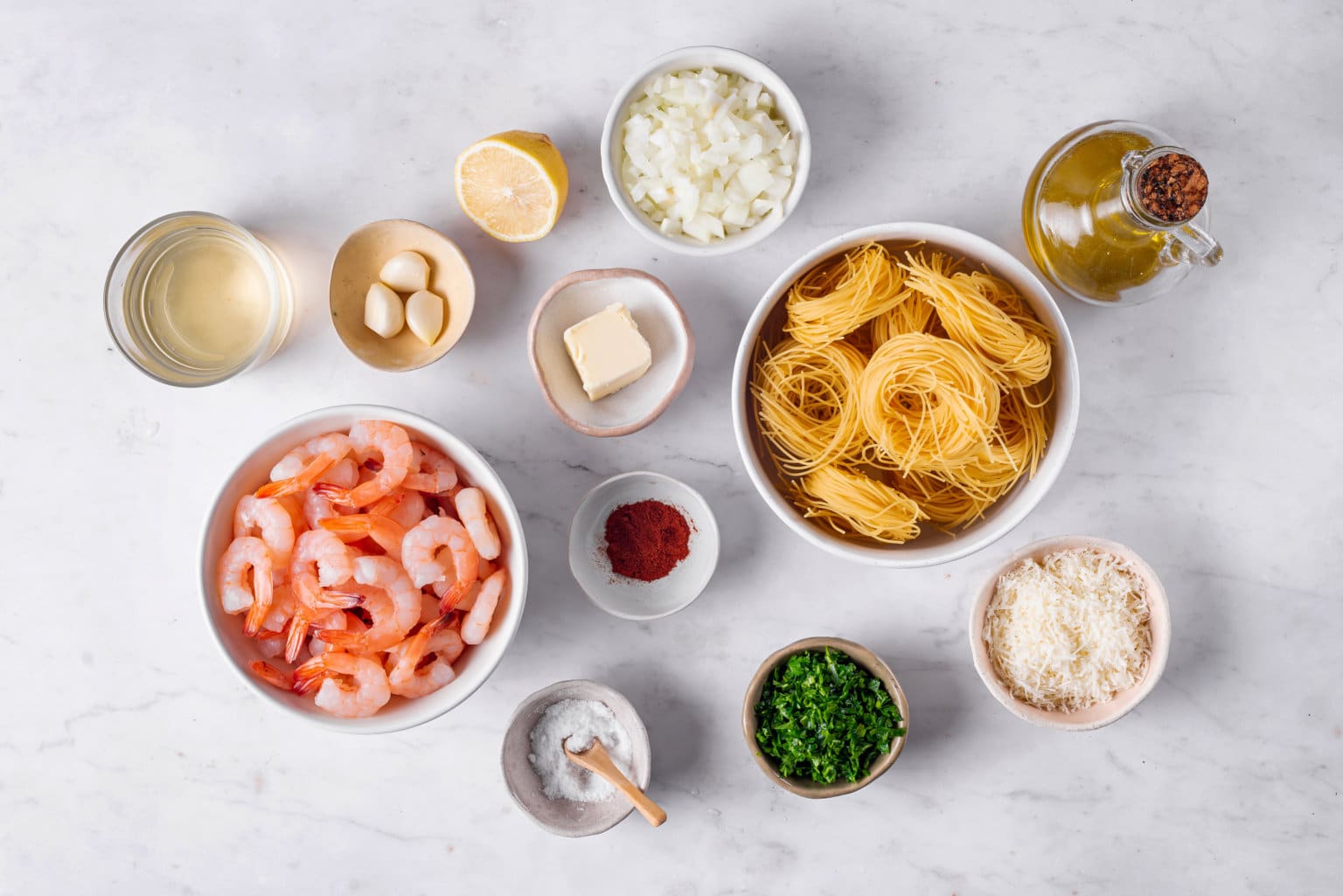 [Recipe] Capellini Pasta with White Sauce + Butter Shrimp