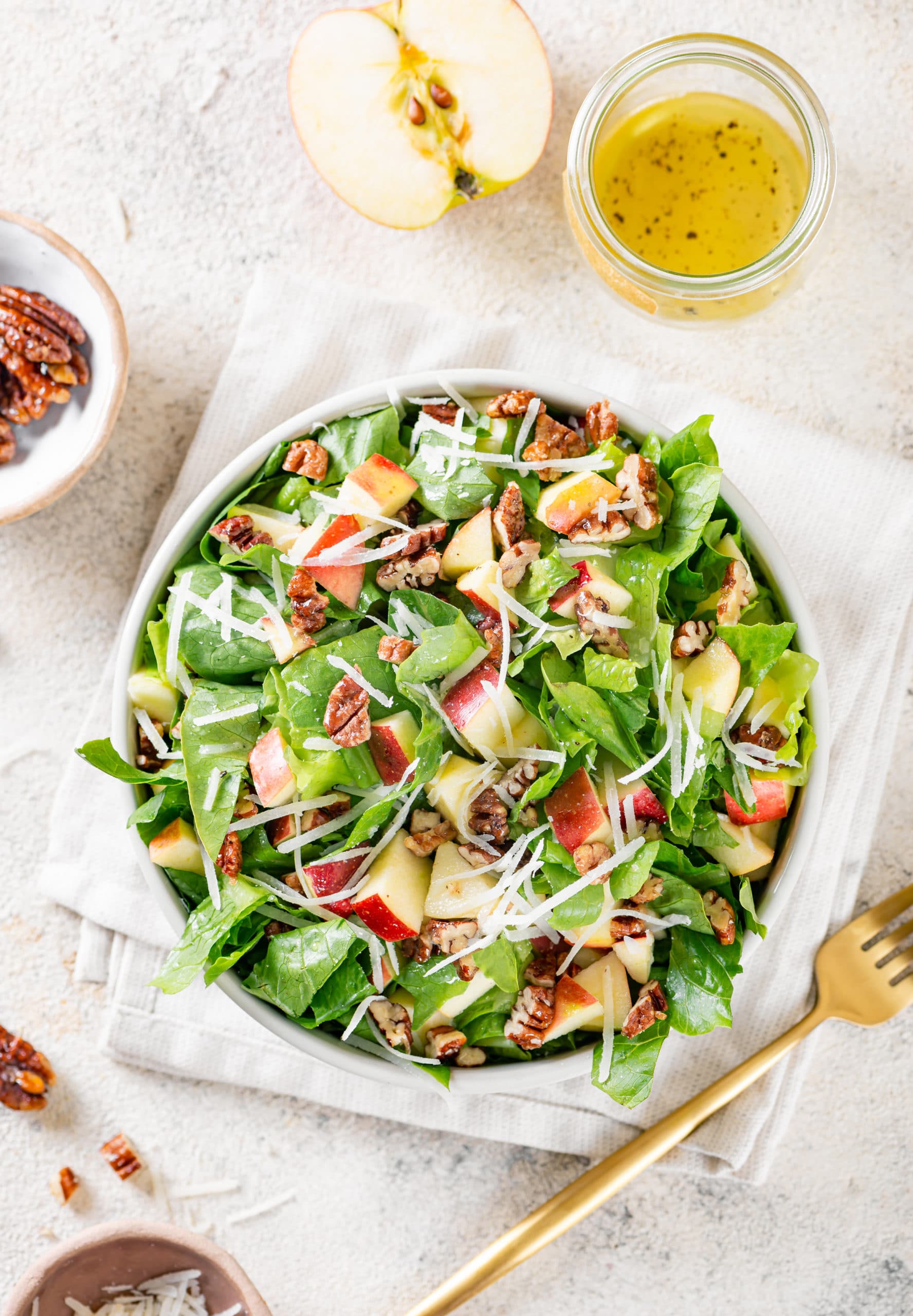Simple Apple Salad with a Honey Vinaigrette and Cheese - All We Eat