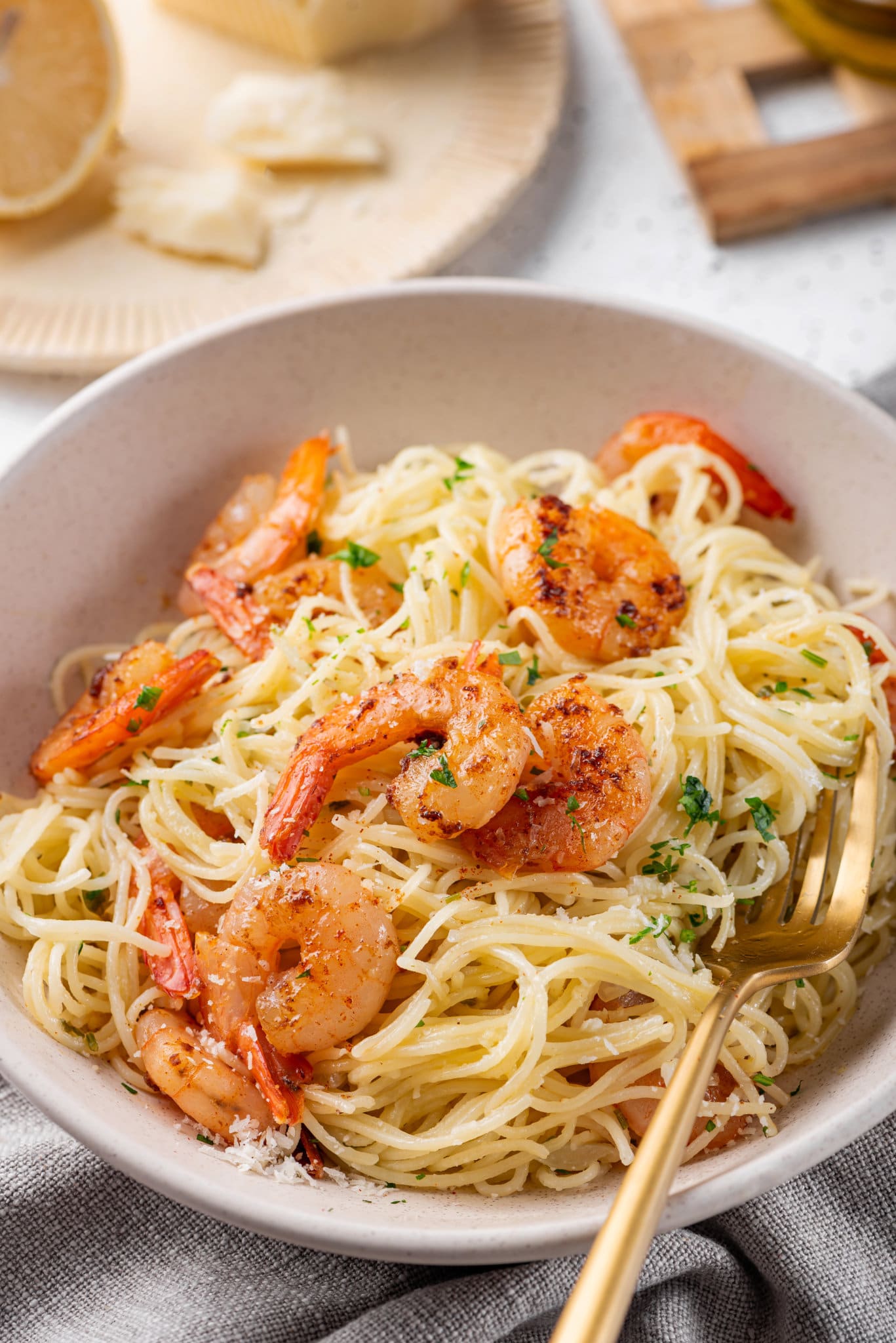 [Recipe] Capellini Pasta with White Sauce + Butter Shrimp