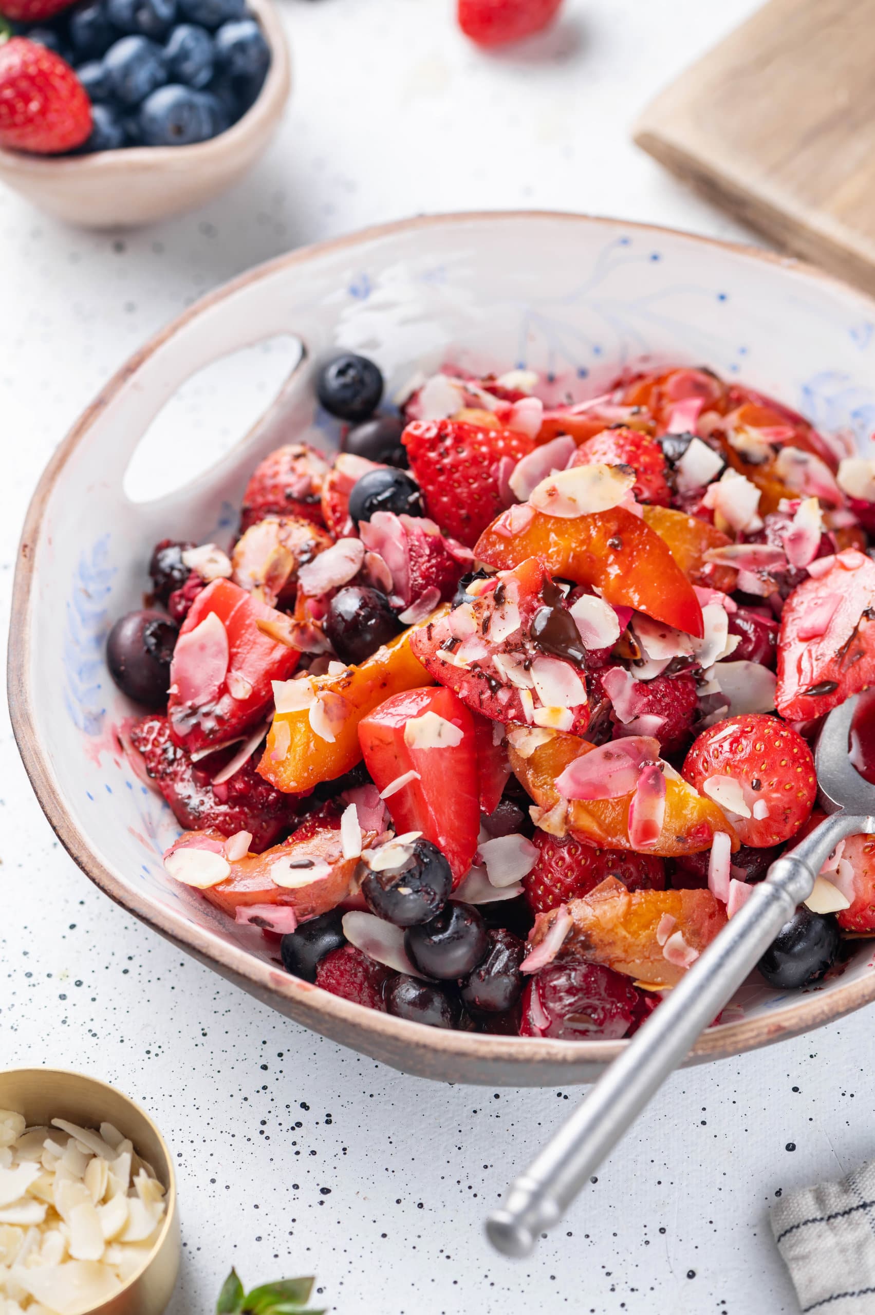 Easy Baked Warm Fruit Salad with Dark Chocolate - All We Eat