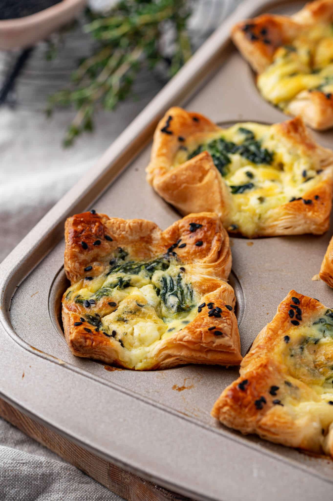 Easy Spinach Feta Puffs with Puff Pastry - All We Eat