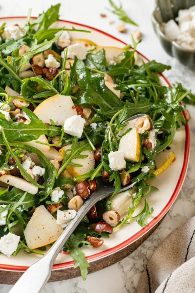 Arugula, Pear, and Hazelnut Salad with Easy Dressing - All We Eat